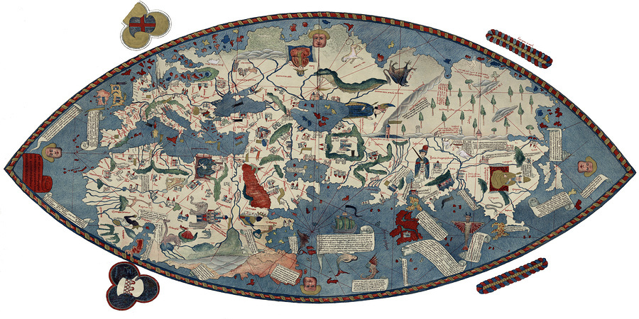 1457 Genoese Mappa Mundi World Map Depicting a Medieval Christian ...