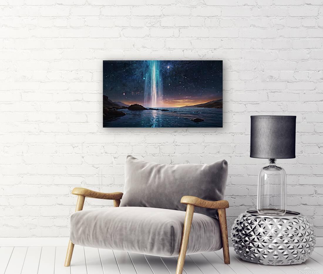 Cosmic Beam: Starlight and Serene Sea by Printing Zone Wall Art