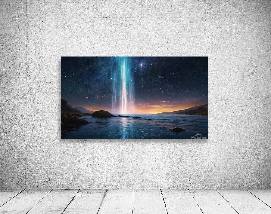 Cosmic Beam: Starlight and Serene Sea by Printing Zone Wall Art