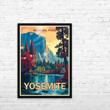 Yosemite National Park vintage travel poster 1 by Artgoos Wall Art