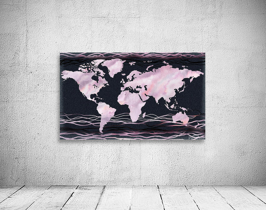 Lilac Waves Colorful World Map Silhouette by by Irina Sztukowski Wall Art