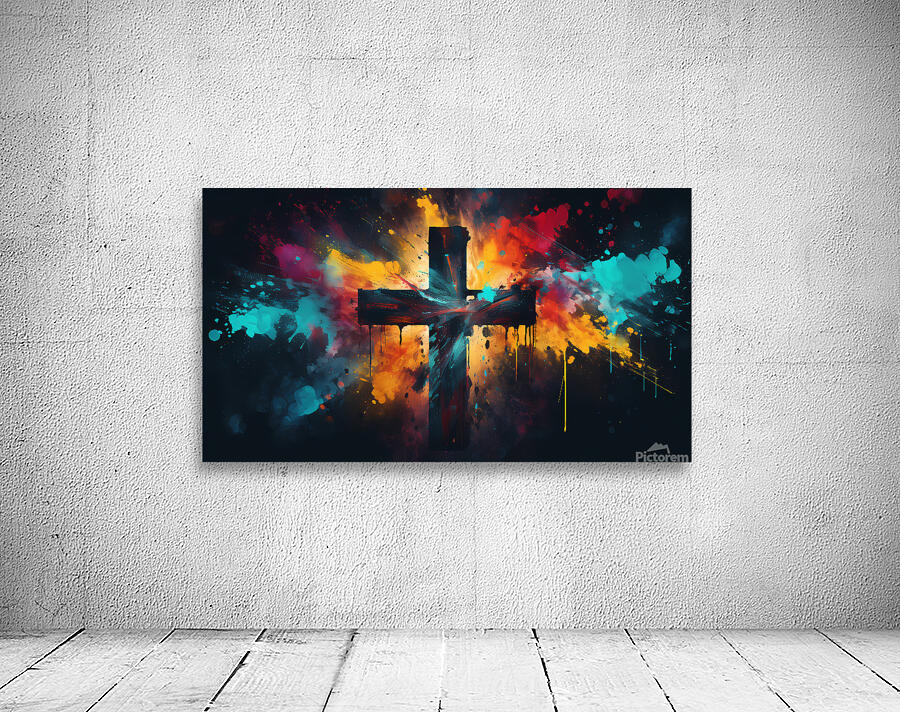 Crossroads of Expression: The Graffiti Cross by Thy Art Studios Wall Art