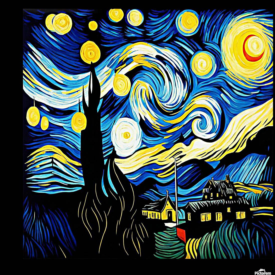 A stylized reproduction of Vincent van Goghs The Starry Night by ...