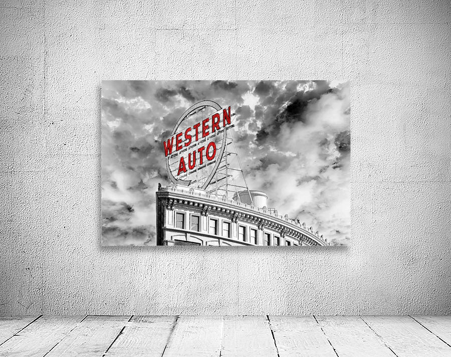 Western Auto Sign Downtown Kansas City B W by ANDEE DESIGN Wall Art