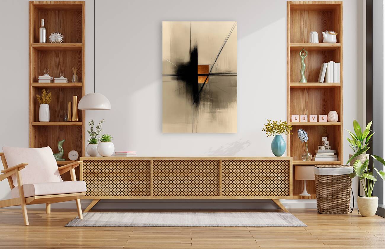 Minimalist Abstract Lines with Bold Accents by Fab Haven Wall Art