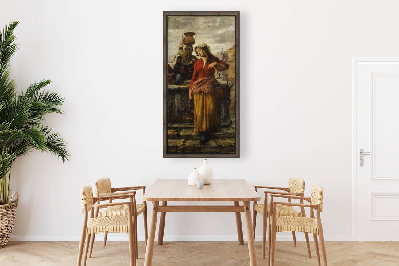 Alessandro Milesi - Girls at the source in Venice by TOPARTGALLERY Wall Art