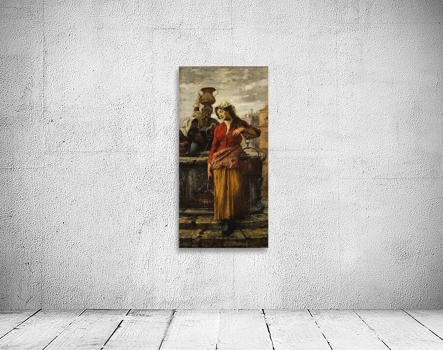 Alessandro Milesi - Girls at the source in Venice by TOPARTGALLERY Wall Art