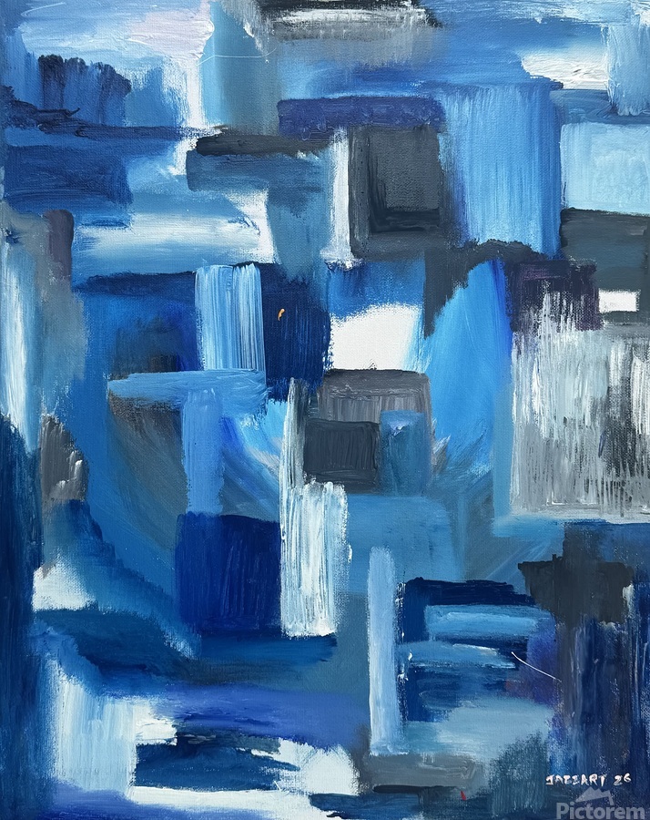 Shades of Blue Abstract by JazzArt Wall Art