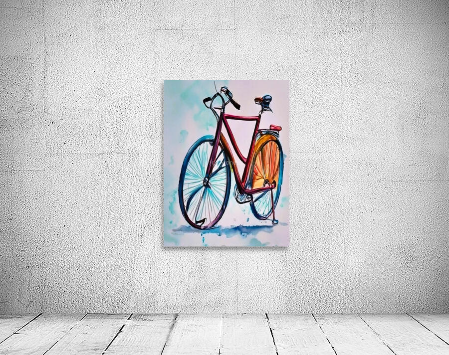 Modern Bicycle Painting on Canvas and Wood by Aroness Wall Art