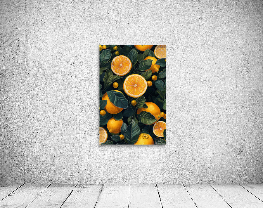 citrus colour one line abstract art simple by Maxleron Wall Art
