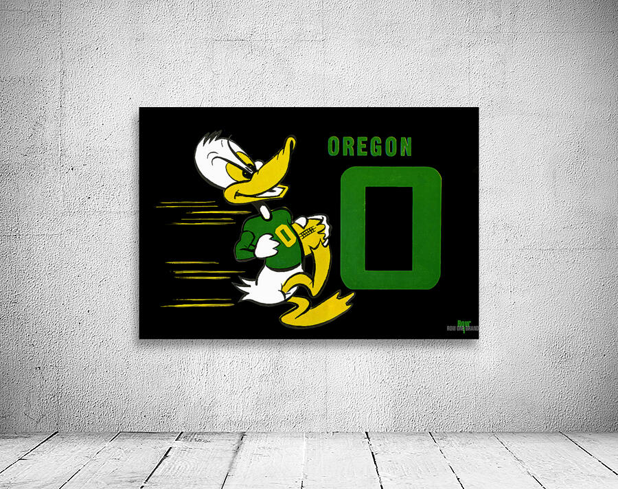 Vintage Oregon Duck Football Cartoon Art By Row One Brand Wall Art