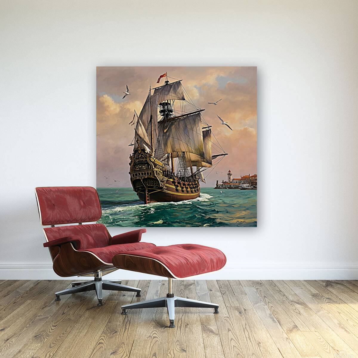 A 17th-Century Brigantine Majestic Maritime Masterpiece by RAHEEM Wall Art