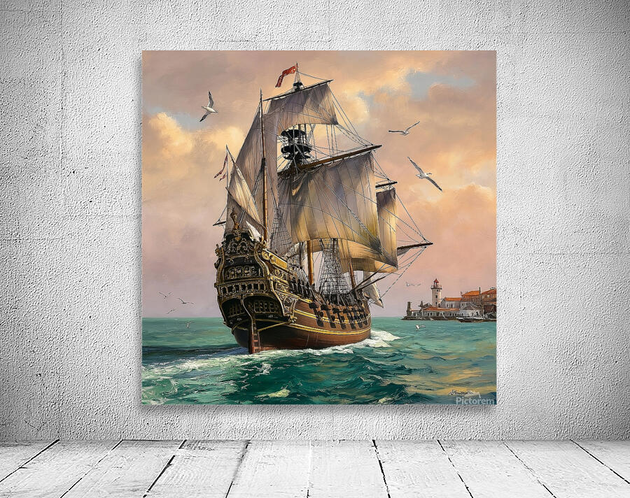 A 17th-Century Brigantine Majestic Maritime Masterpiece by RAHEEM Wall Art