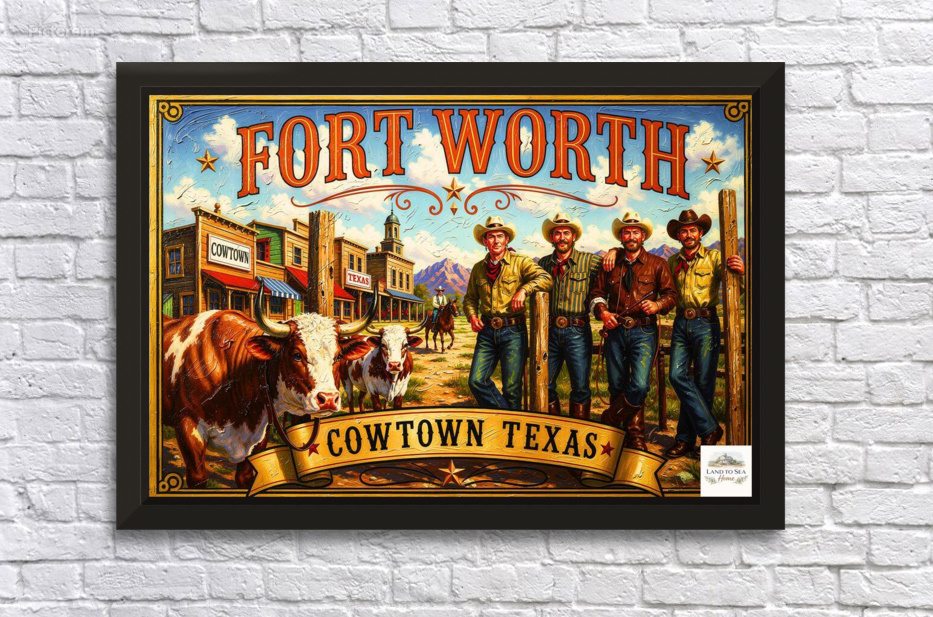 Ft. Worth Cowtown Texas Vintage Style Sign- Giclee Paper- Wood- Metal ...