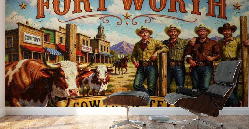 Ft. Worth Cowtown Texas Vintage Style Sign- Giclee Paper- Wood- Metal ...