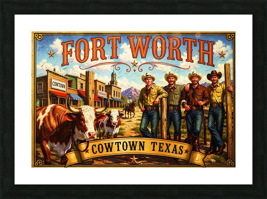Ft. Worth Cowtown Texas Vintage Style Sign- Giclee Paper- Wood- Metal ...