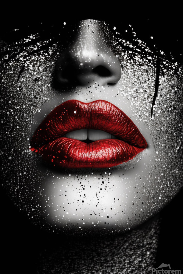 red lips black background